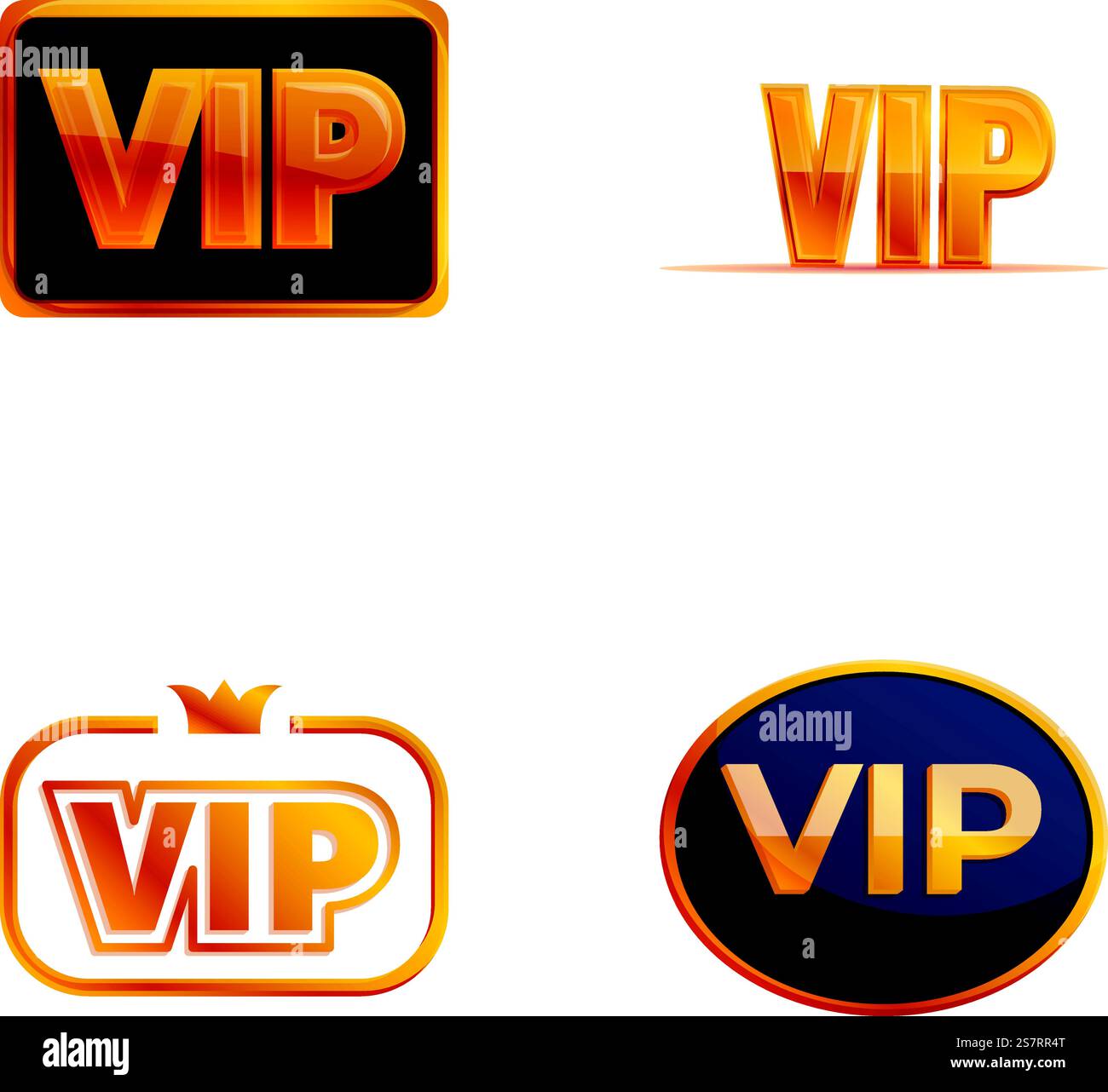 Vip icons set cartoon vector. Golden premium sign. Quality concept. Vip ...