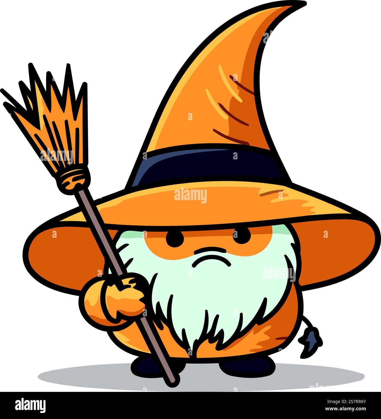 Witch with broom cartoon character vector illustration. Cute cartoon ...
