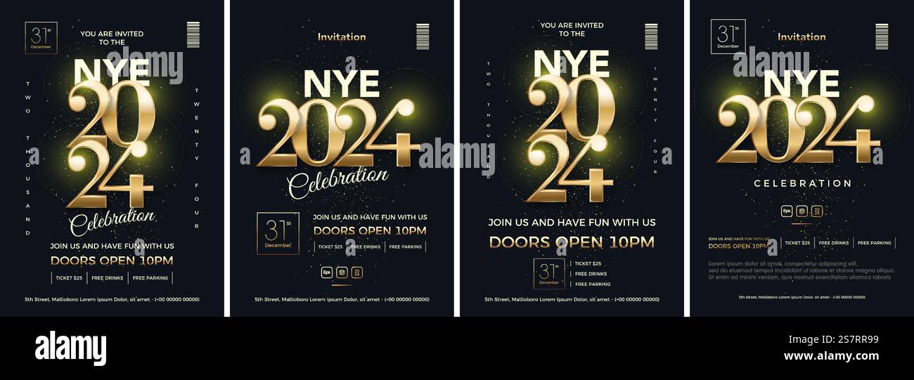 Classic number 2024 design. With shiny gold color for banners, posters ...
