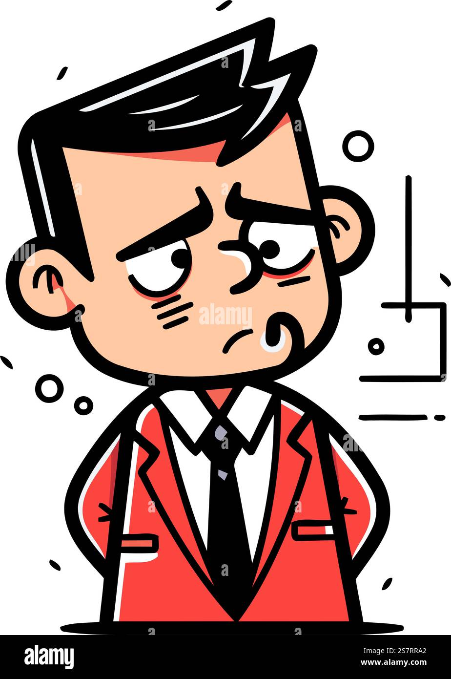 Angry man in suit and tie. Vector line art illustration Stock Vector ...