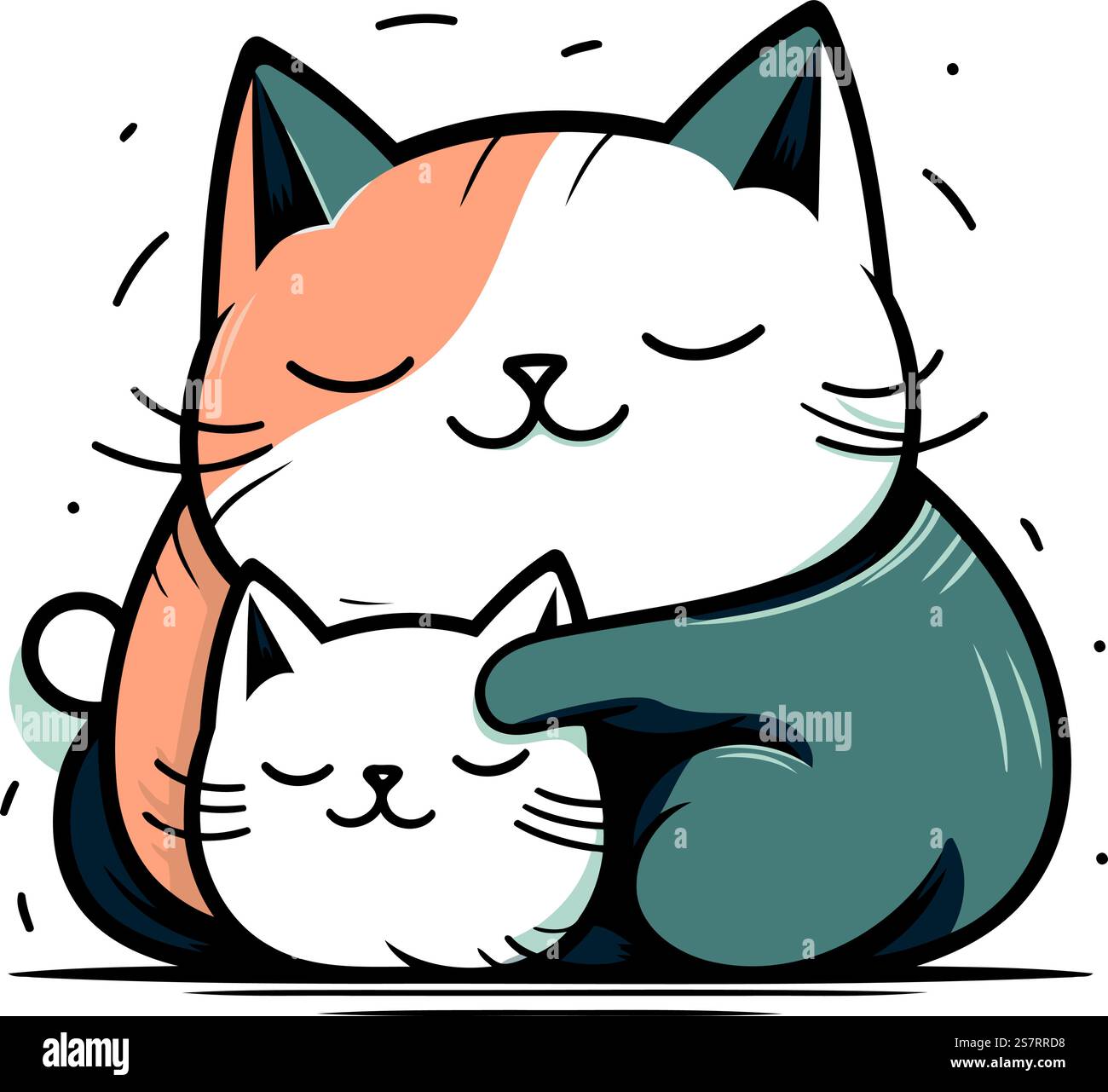Cute cat and cat hugging. Vector illustration for your design Stock ...