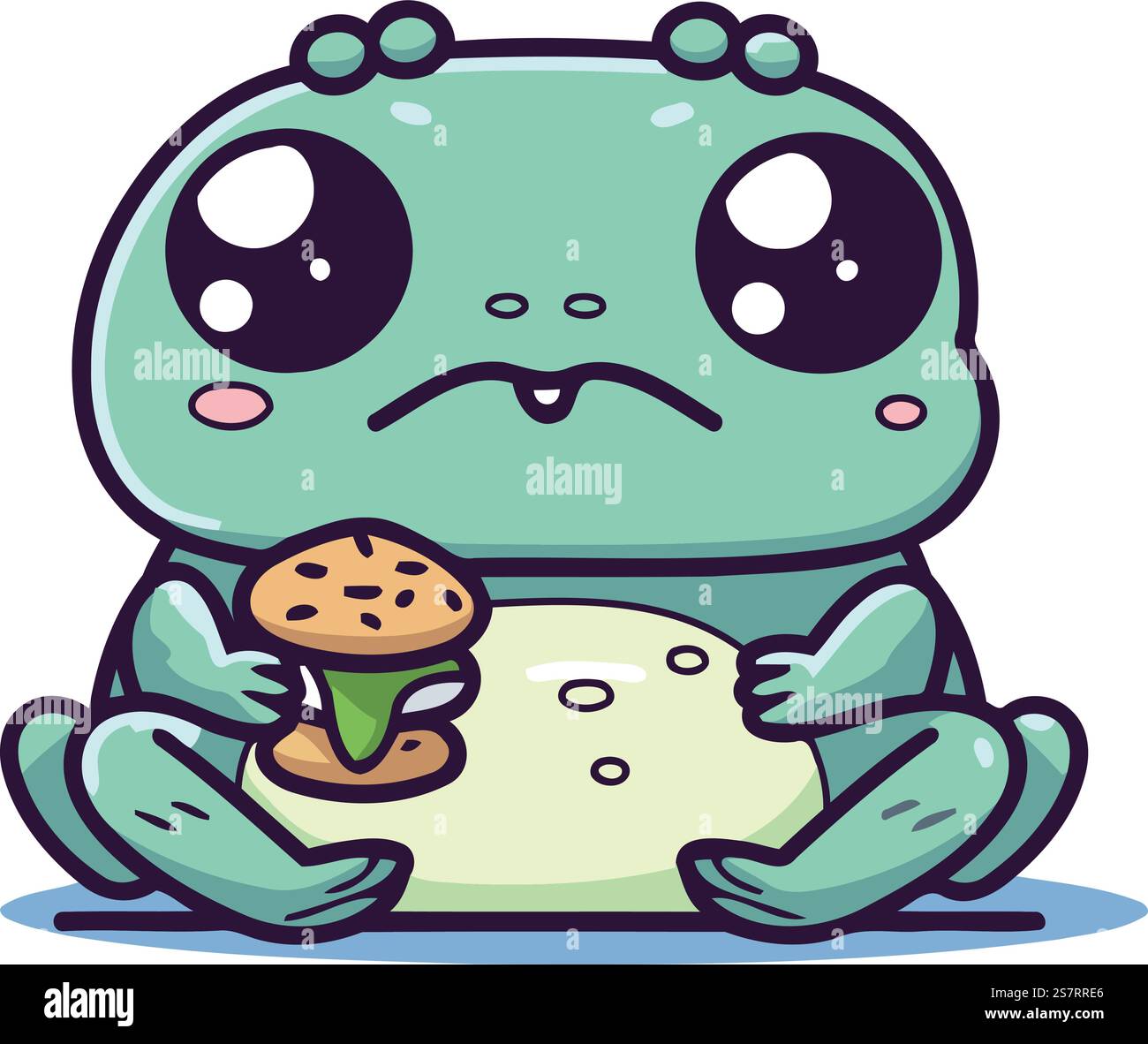 Cute cartoon frog with a plate of food. Vector illustration Stock ...