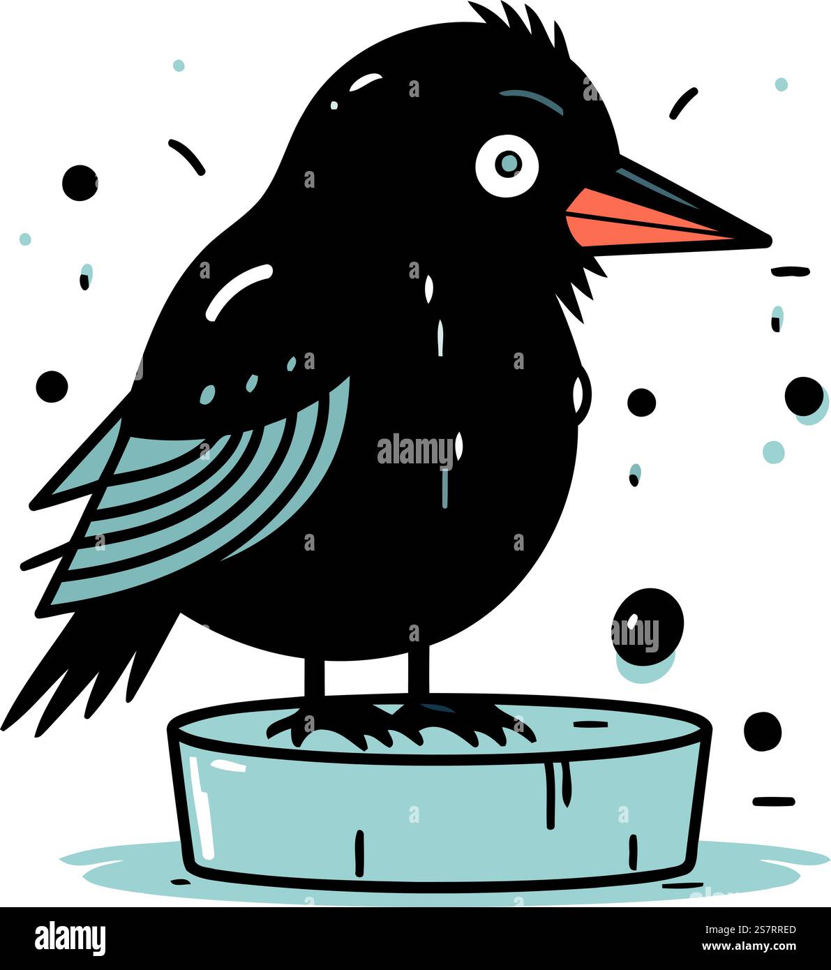 Cute black crow standing on a stump. Vector cartoon illustration Stock ...
