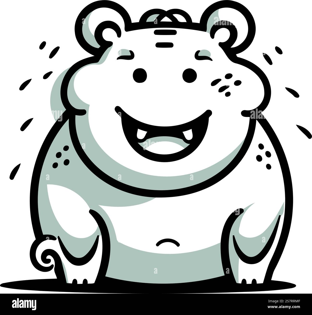 Cartoon illustration of a cute hippopotamus. Vector clip art Stock ...