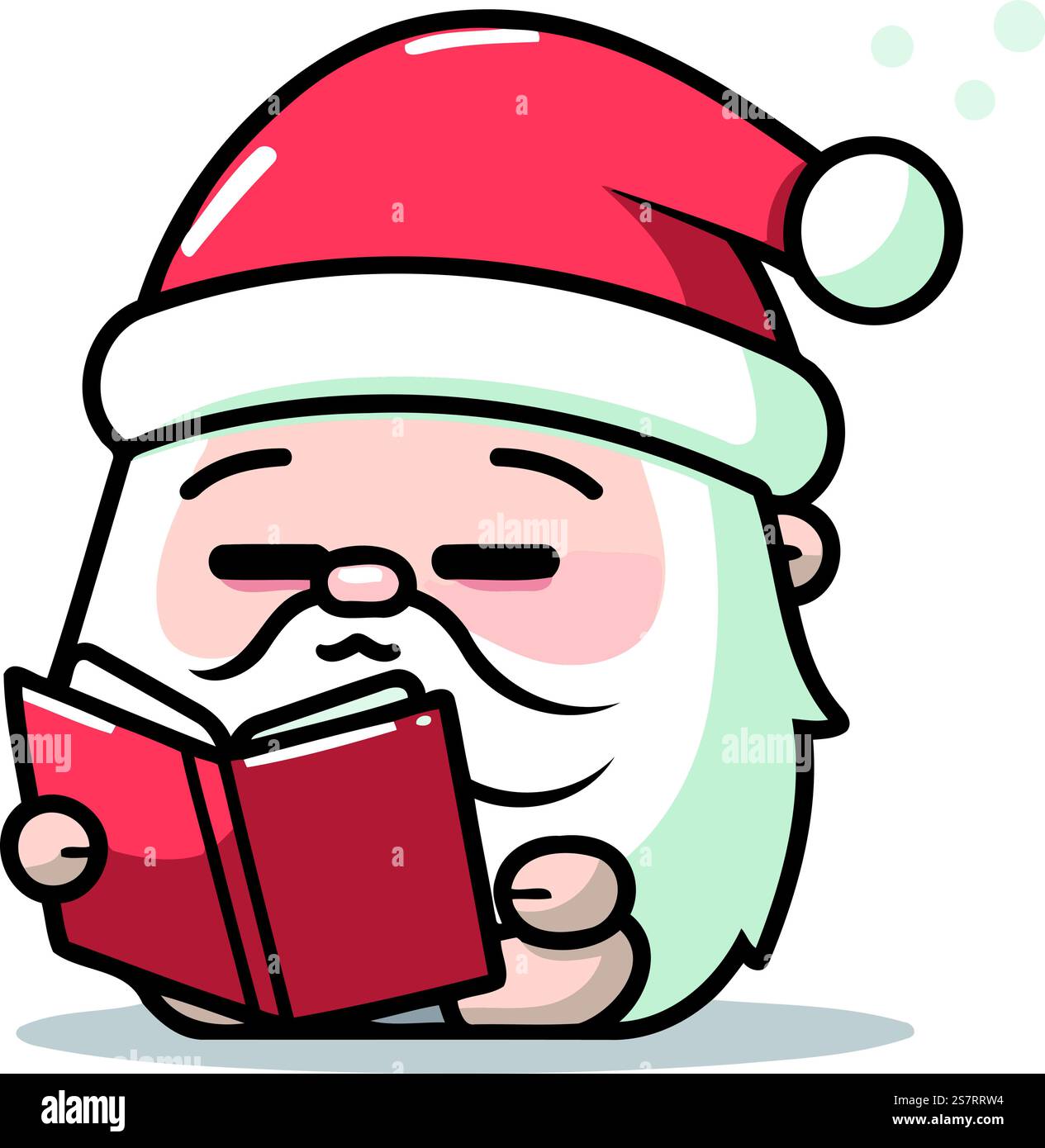 Santa Claus reading a book. Cute cartoon character vector illustration ...