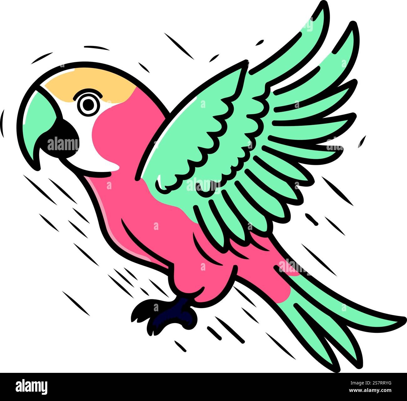 Cute parrot. Hand drawn vector illustration in cartoon style Stock ...