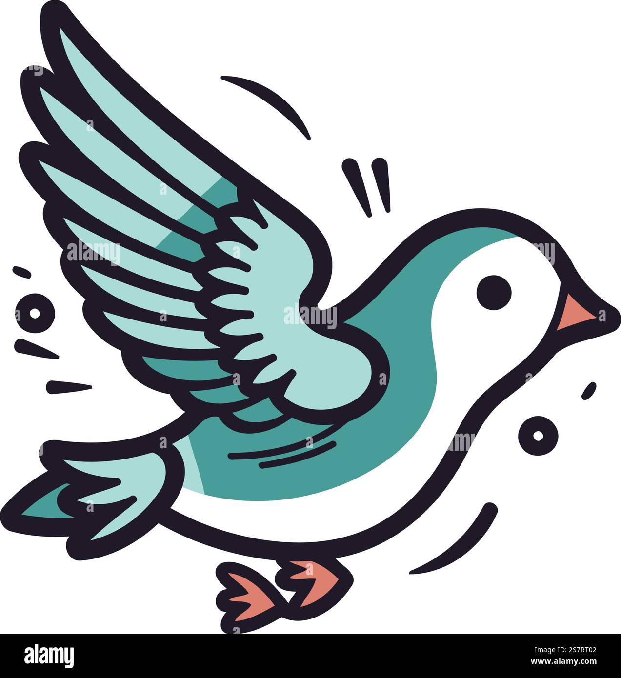 Hand drawn doodle sketch of a flying bird. Vector illustration Stock ...