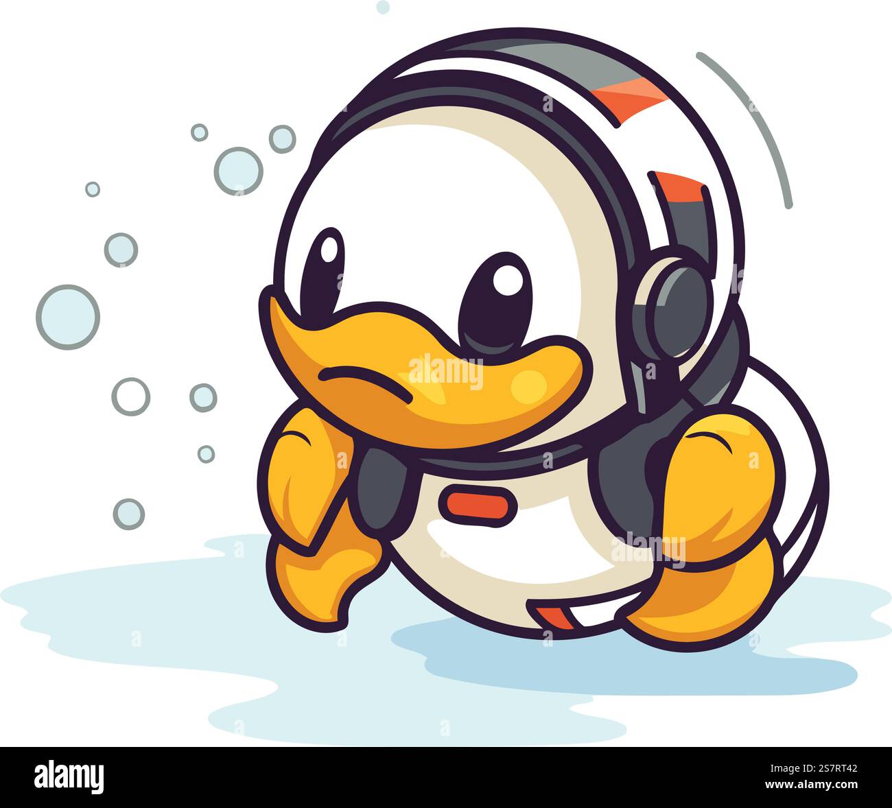 Duck Cartoon Mascot Character with Earphones on White Background Stock ...