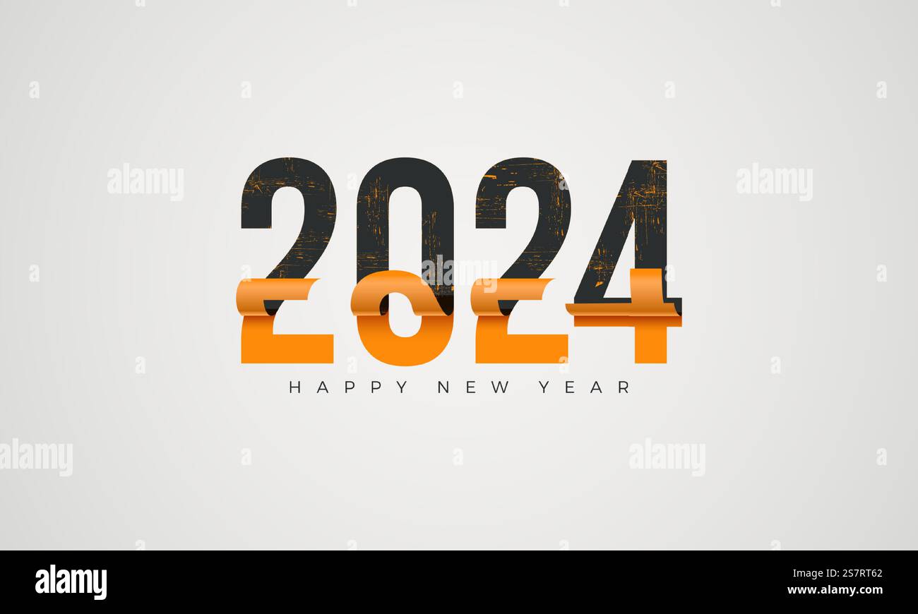 Happy new year 2024 numbers. With unique numbers, Retro style with ...