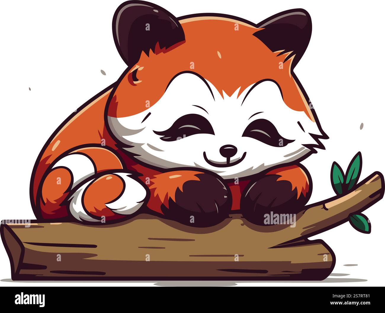 Cute red panda sleeping on a log. Vector illustration Stock Vector ...