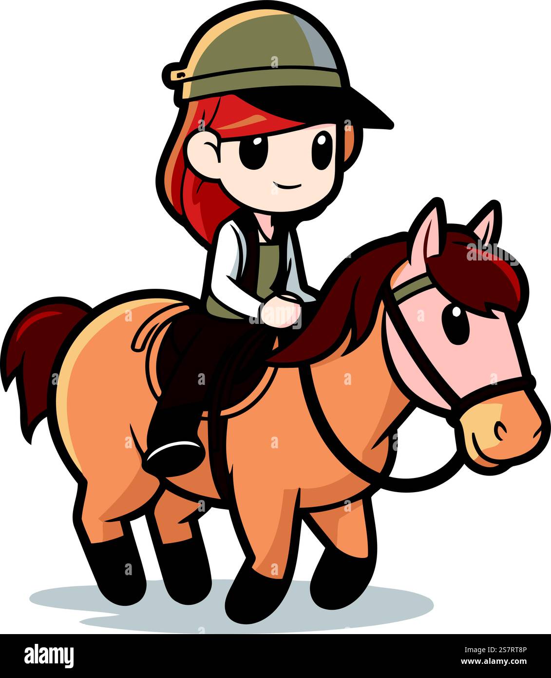 Girl Riding Horse Cartoon Vector Character Illustration Stock Vector ...