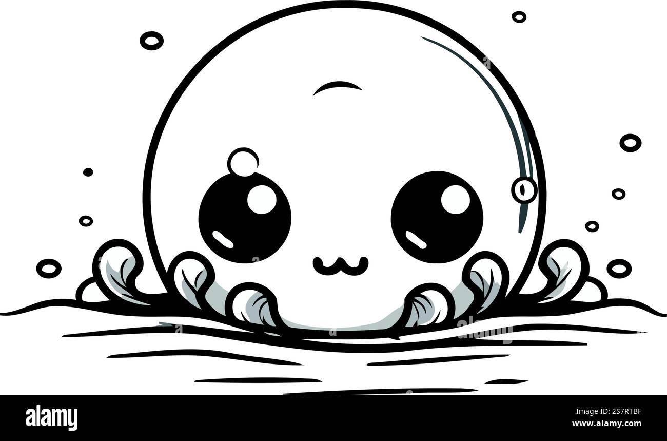 Cute kawaii alien face in water. Vector illustration Stock Vector Image ...
