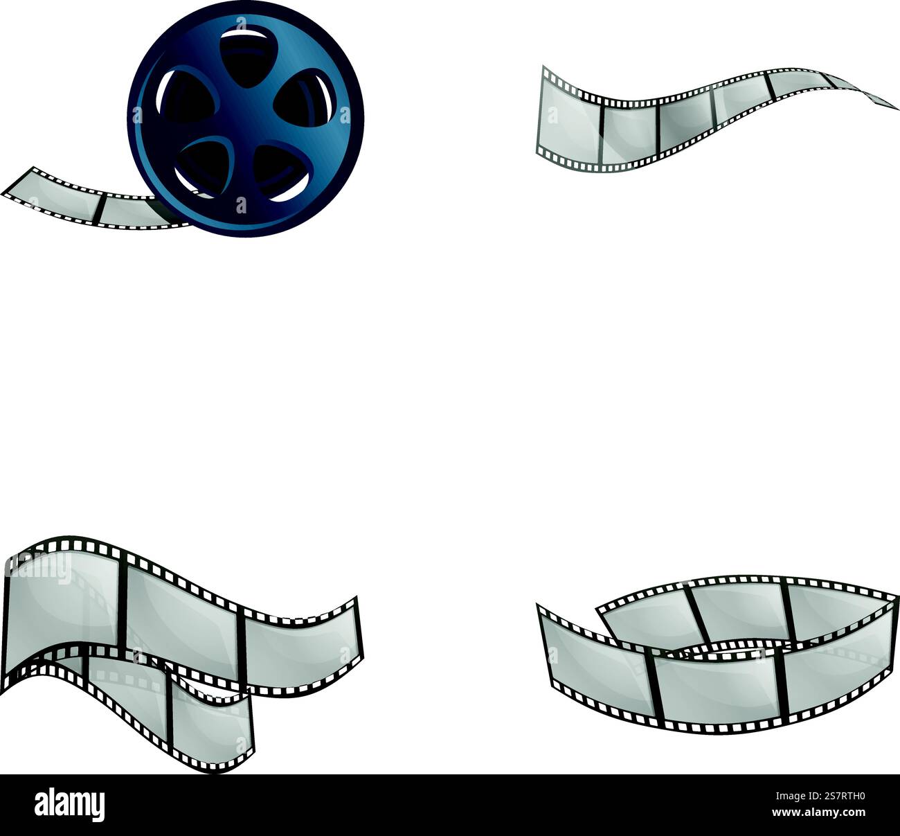 Film strip icons set cartoon vector. Retro reel of ribbon. Cinema ...