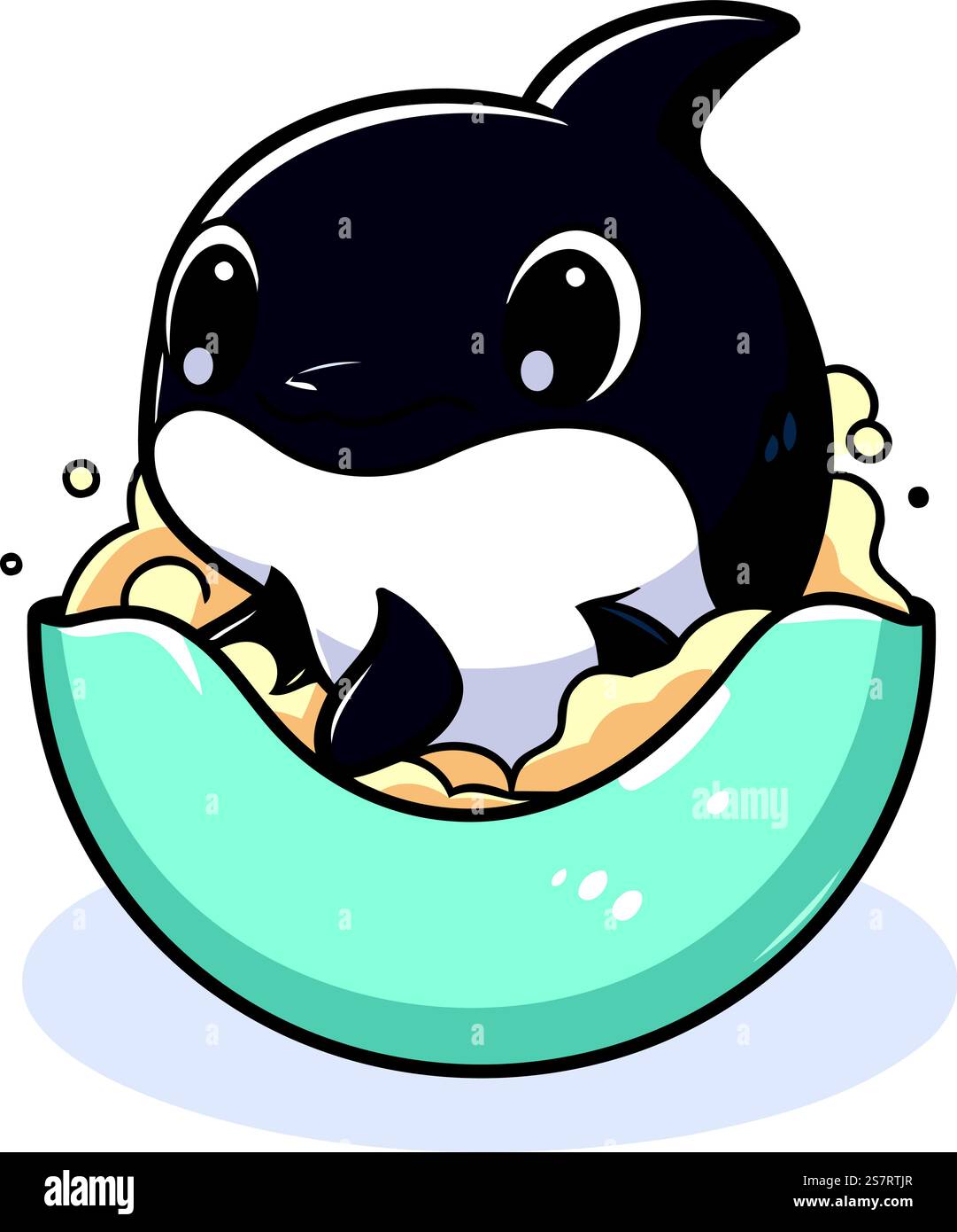 Cute cartoon killer whale in a blue egg. Vector illustration Stock ...