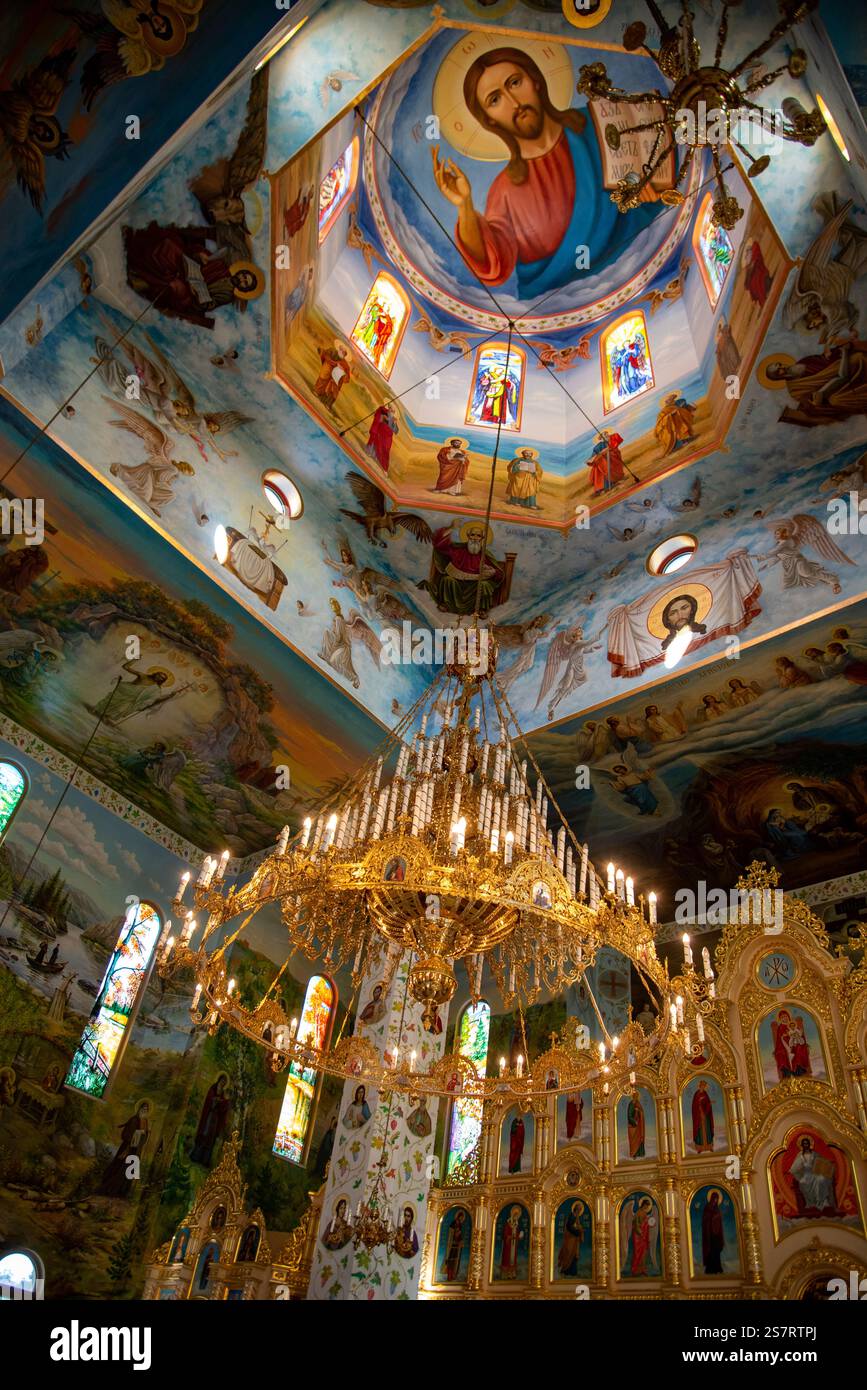 Nicosia, Cyprus, December 26 2025: Interior of an orthodox russian ...