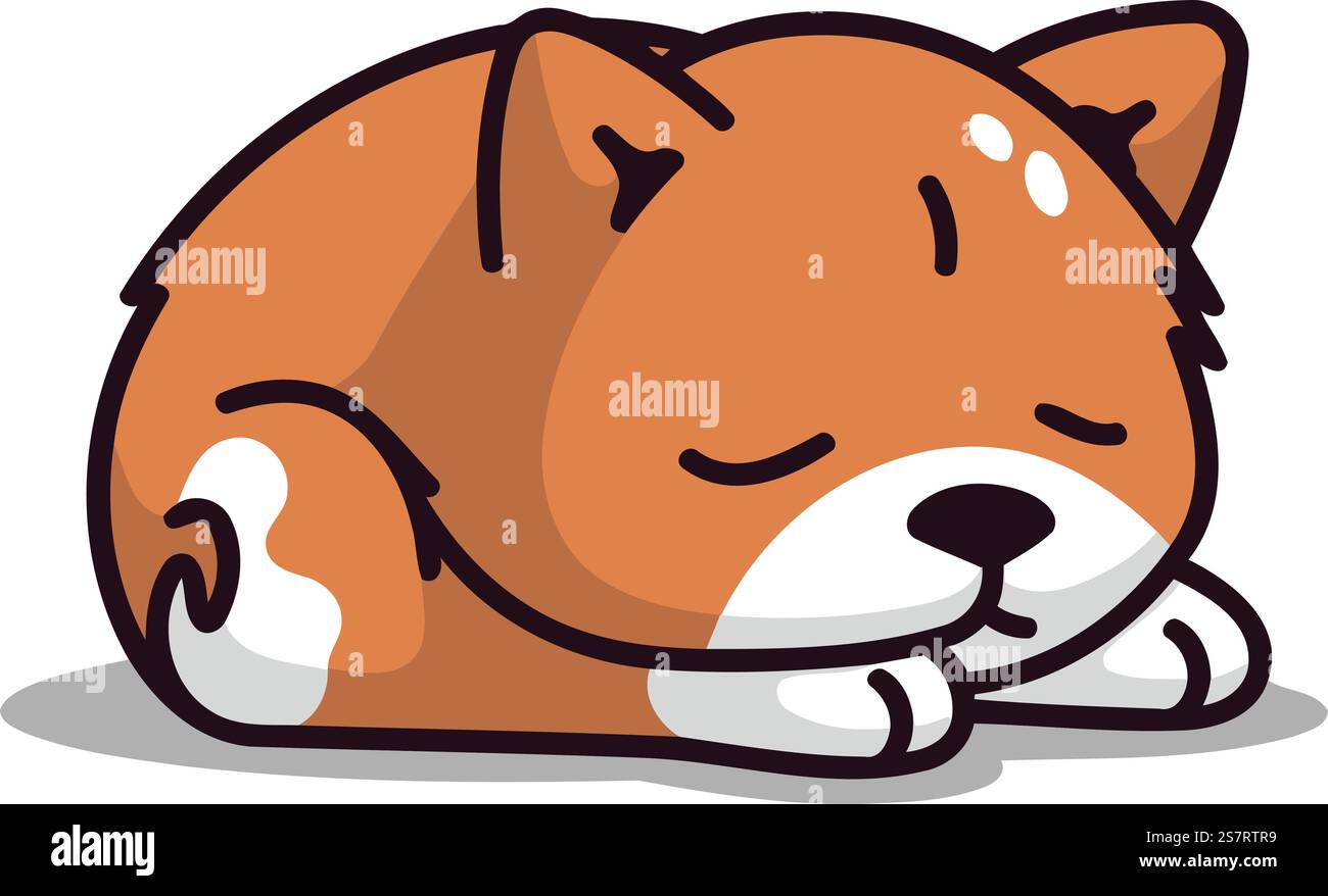 Cute cartoon dog sleeping. Vector illustration isolated on white ...