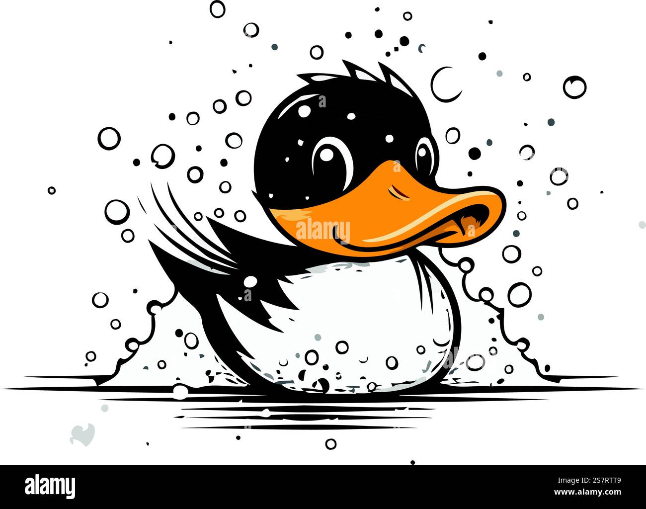 Illustration of a duck with bubbles on a white background. Vector illustration Stock Vector ...