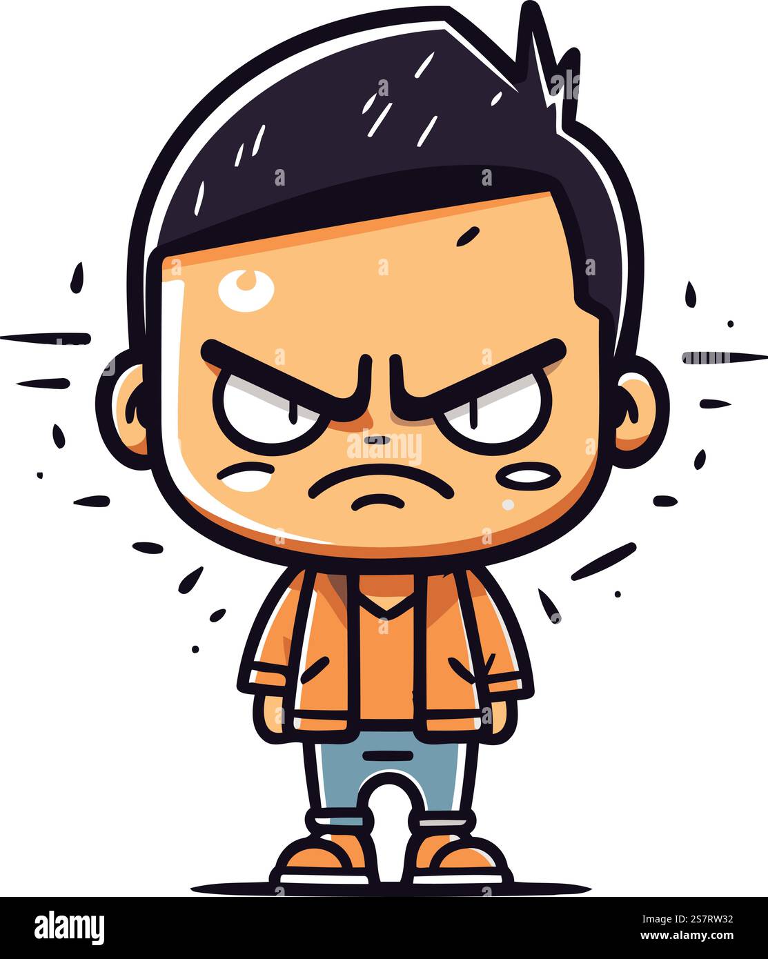 Sad man cartoon character. Vector illustration of angry man cartoon ...