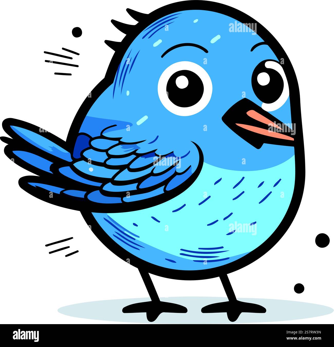 Cute blue bird. Vector illustration. Isolated on white background Stock ...
