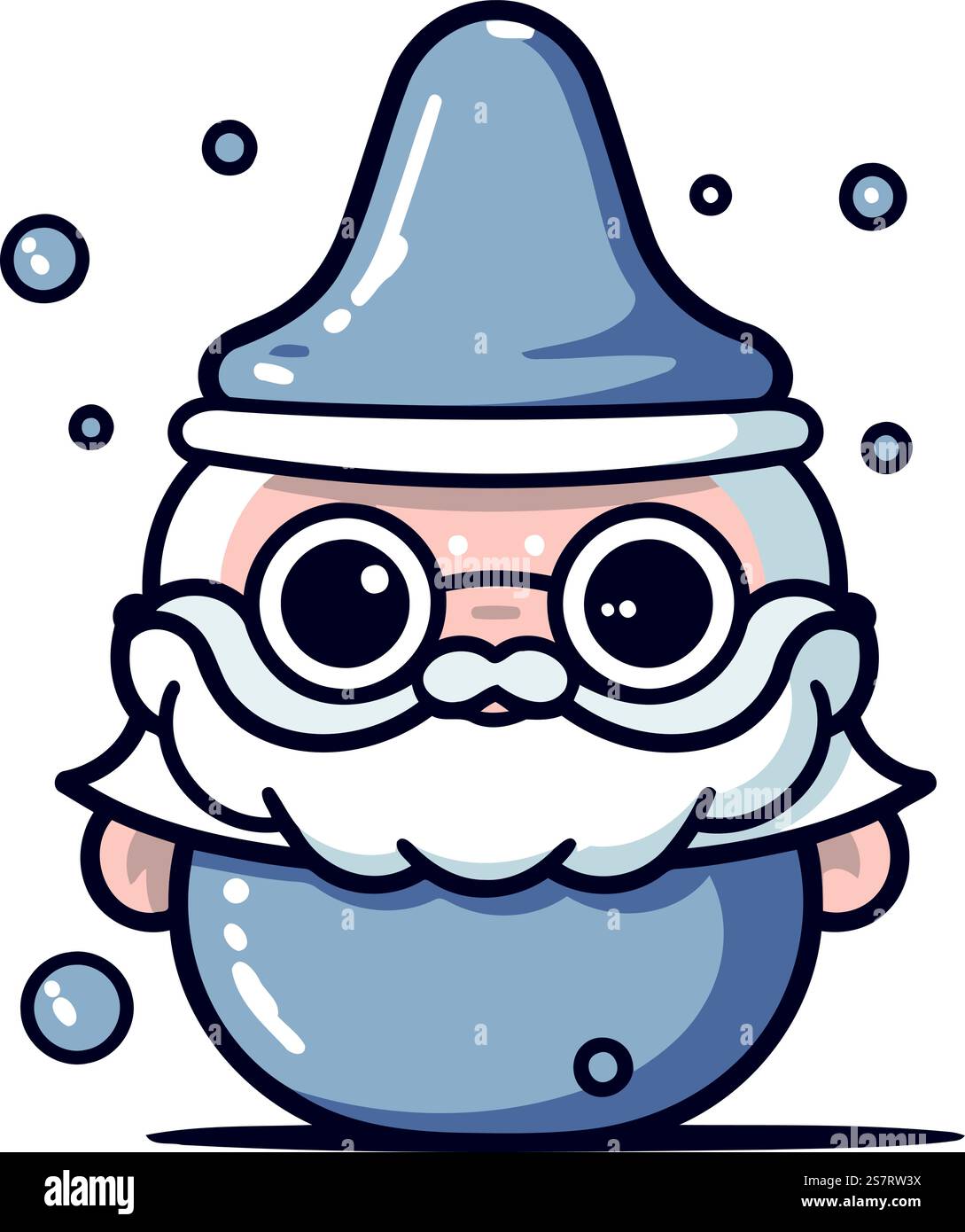 Cute cartoon Santa Claus with mustache and beard. Vector illustration ...