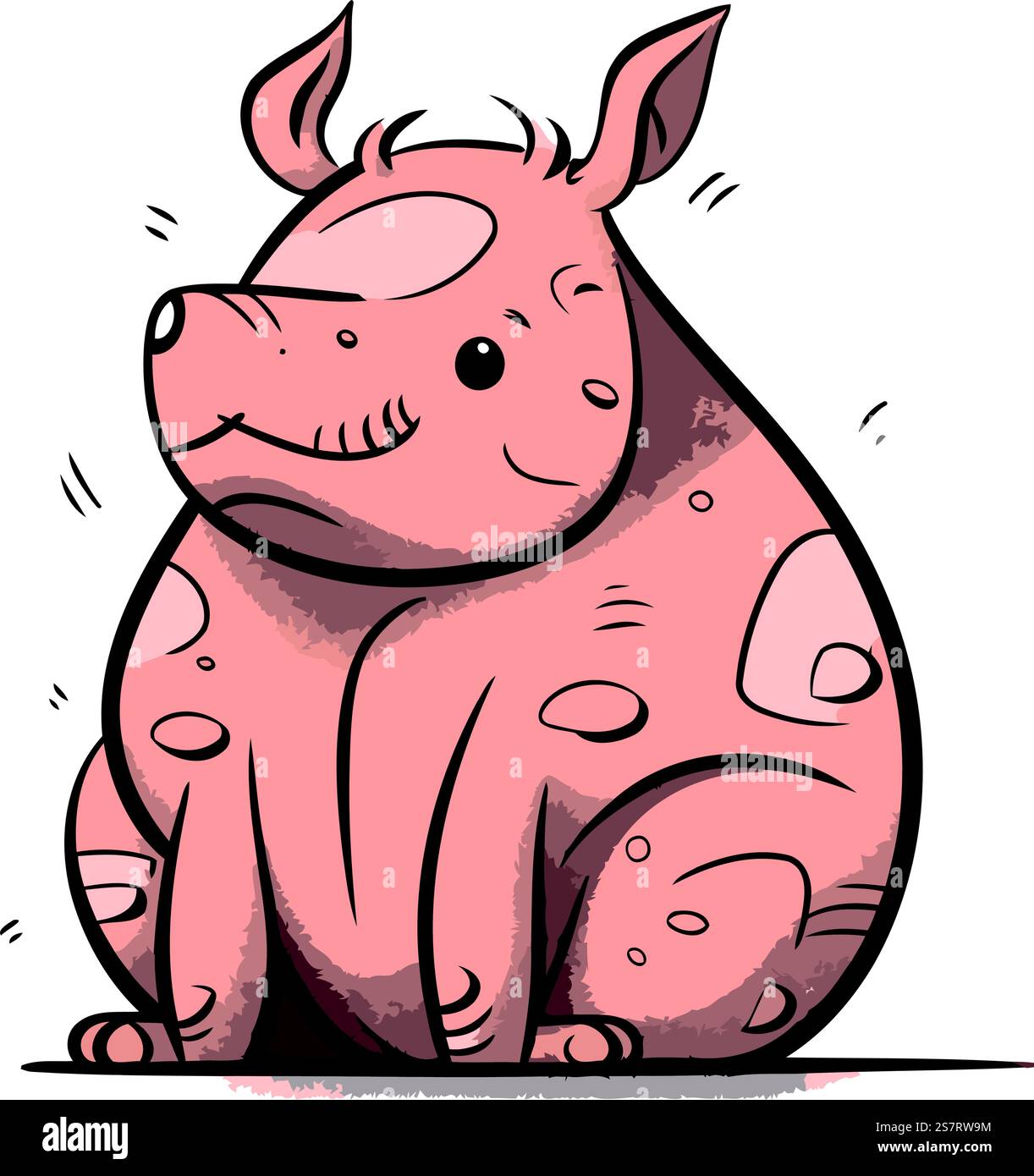 Cute little pig sitting on a white background. Vector illustration ...