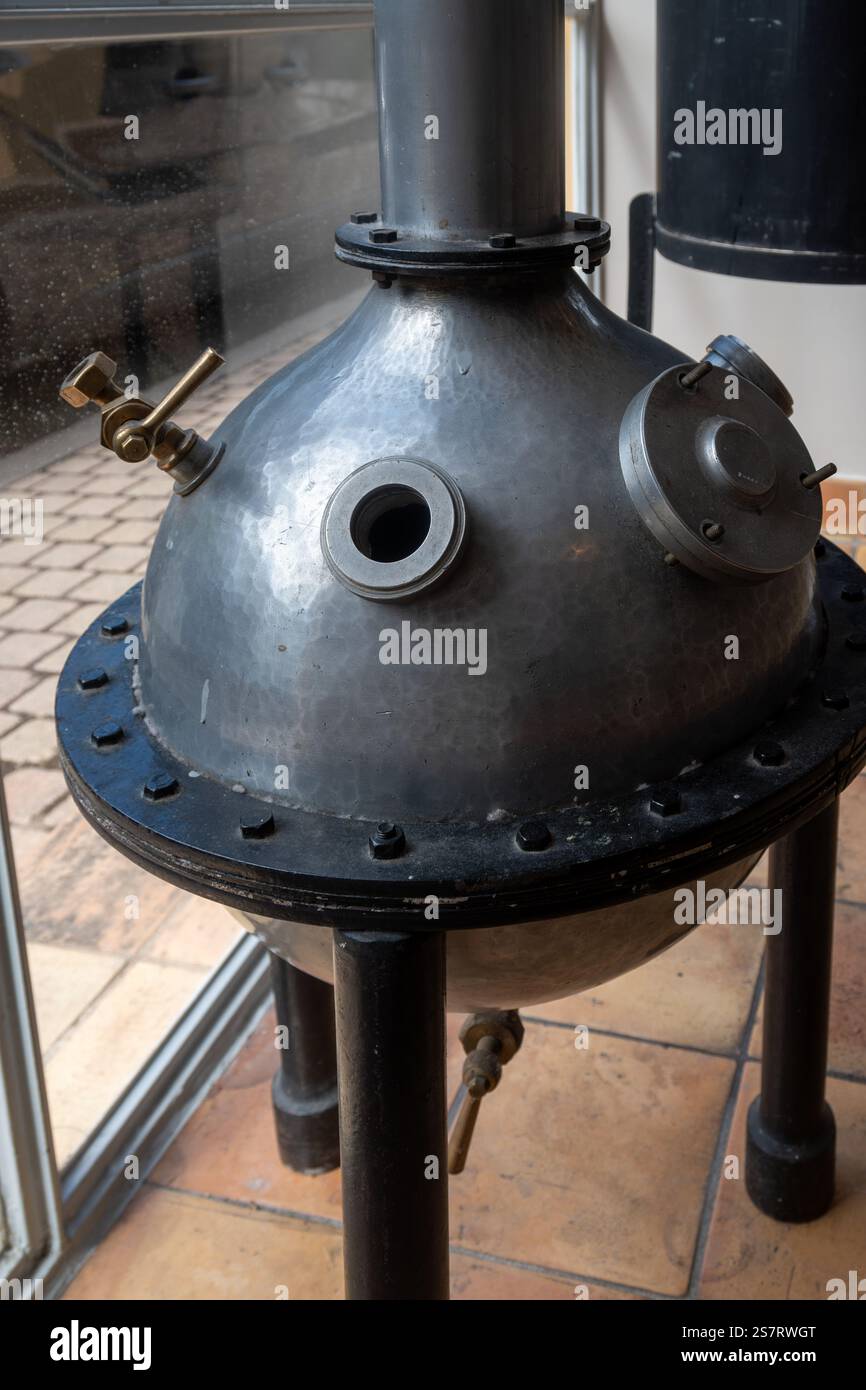 Copper distillation tanks, classic perfume production from natural ...