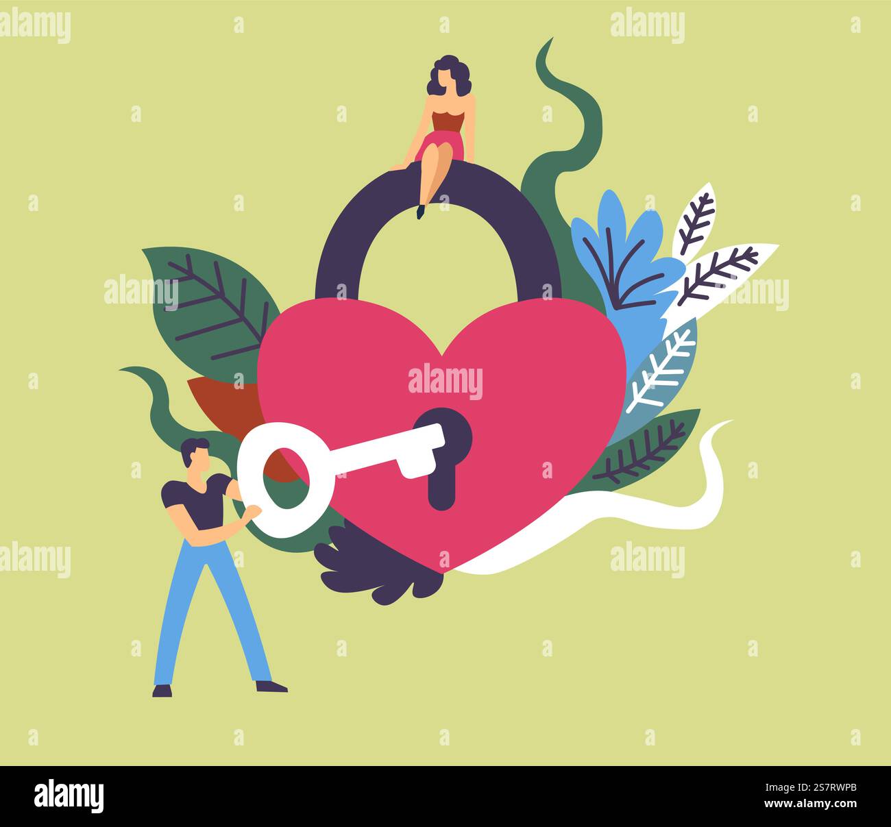 Heart Lock Key Romantic Illustration Stock Vector Image & Art - Alamy
