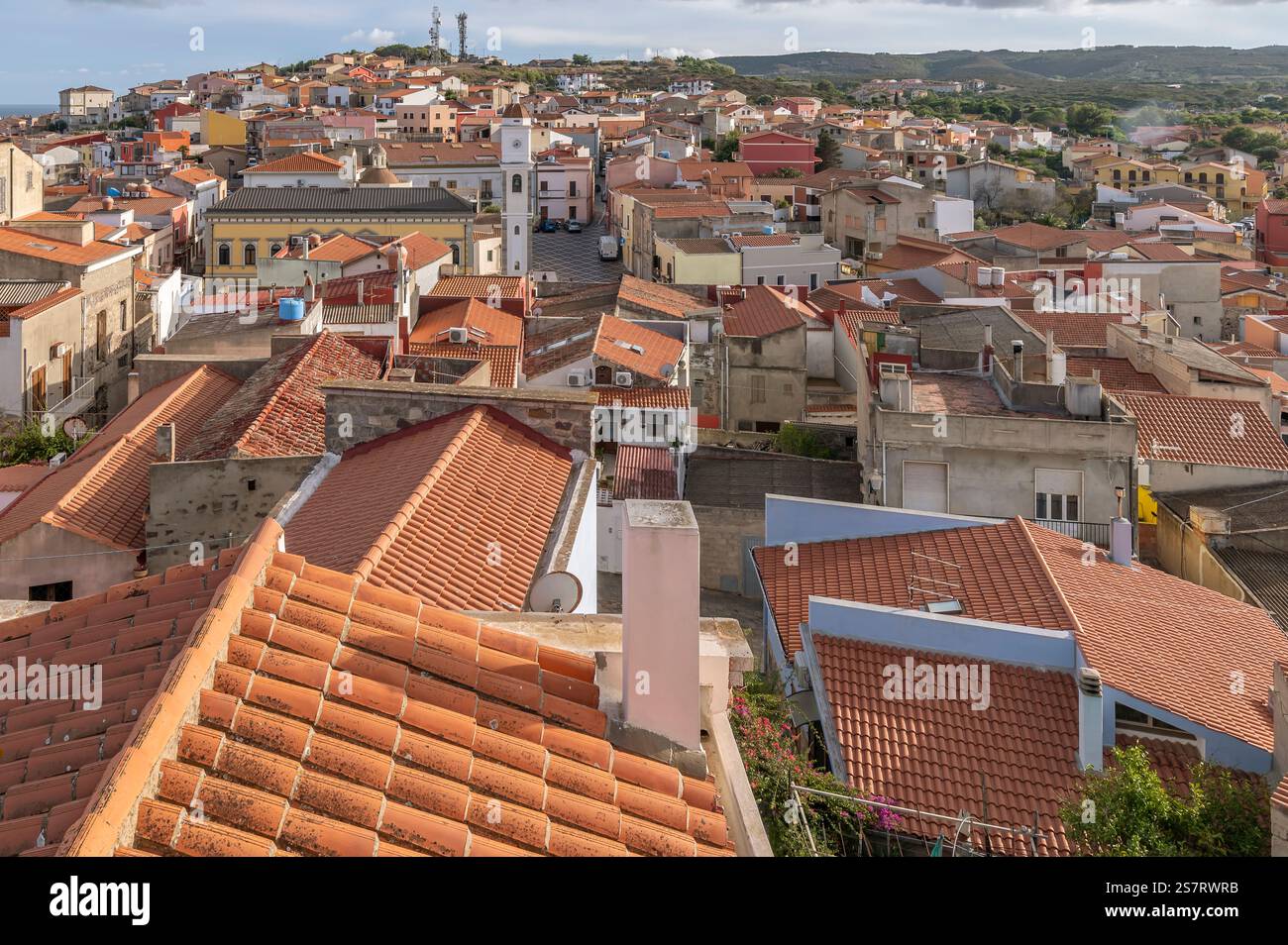 The historic center of Sant'Antioco seen from the Savoy fort, Sardinia ...