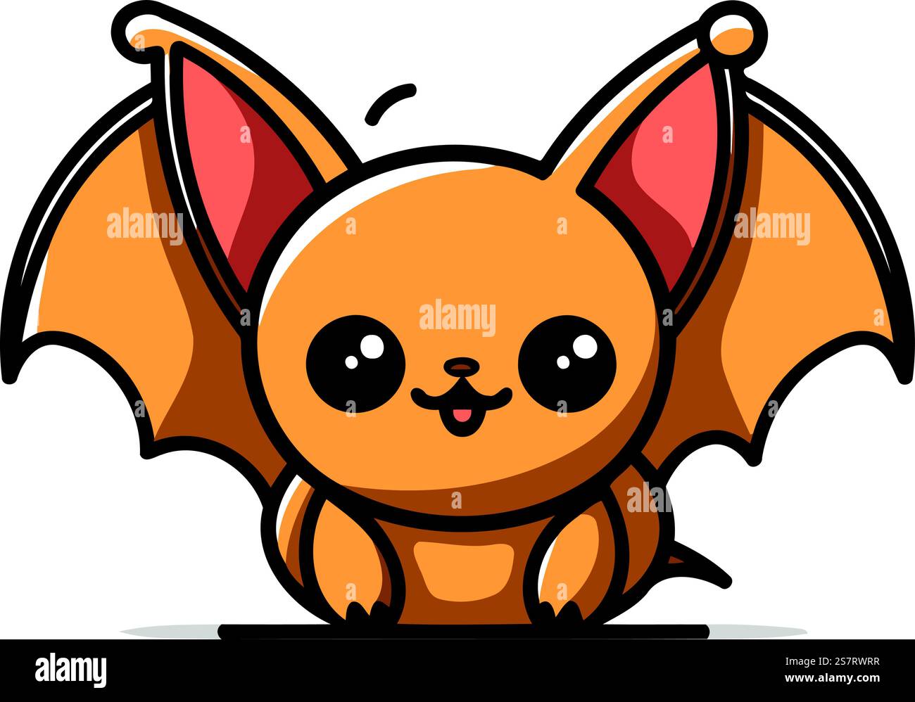 Cute cartoon flying bat. Vector illustration isolated on white ...
