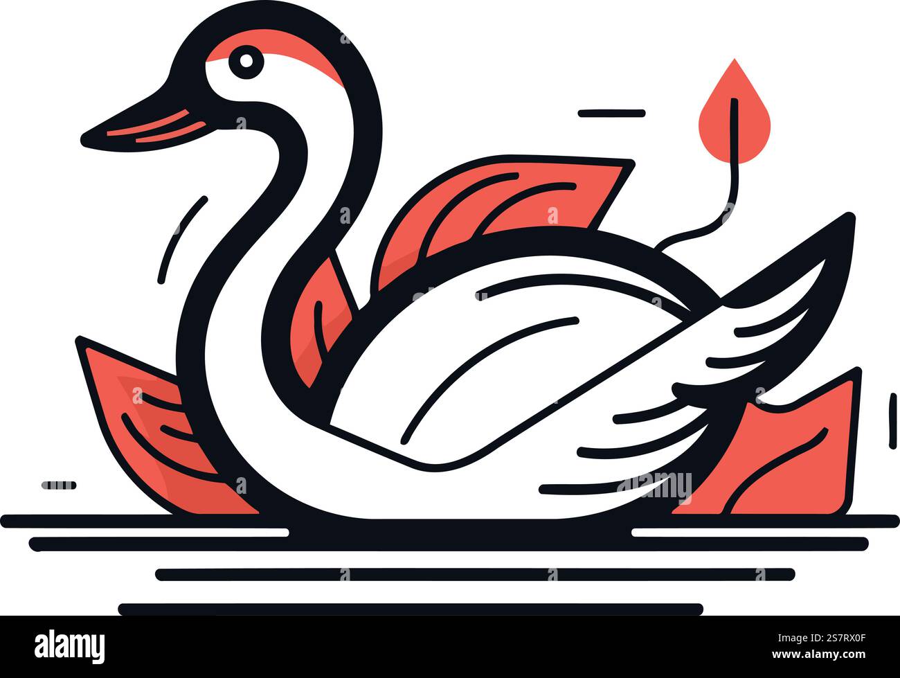 Swan on the water. Vector illustration in a flat style Stock Vector ...