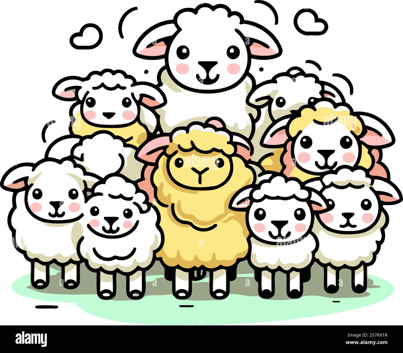 Sheep and lambs. Cute cartoon animal vector illustration Stock Vector ...