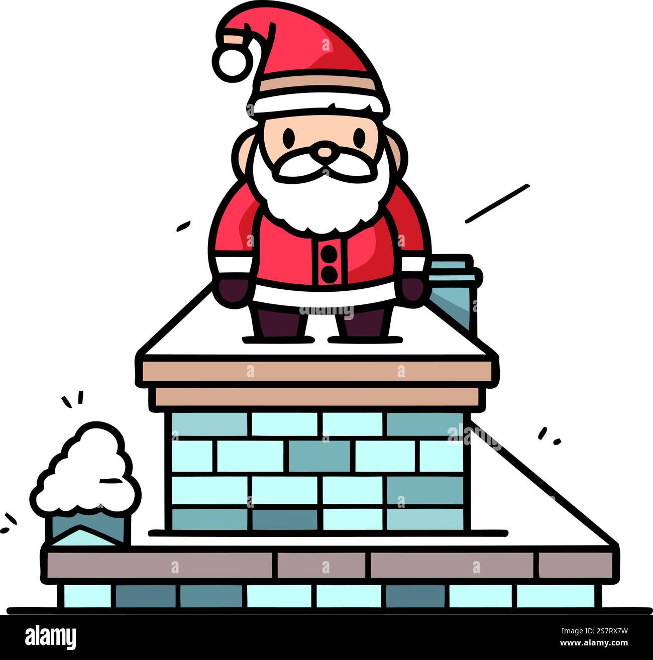 Santa Claus standing on the chimney. Christmas and New Year vector ...