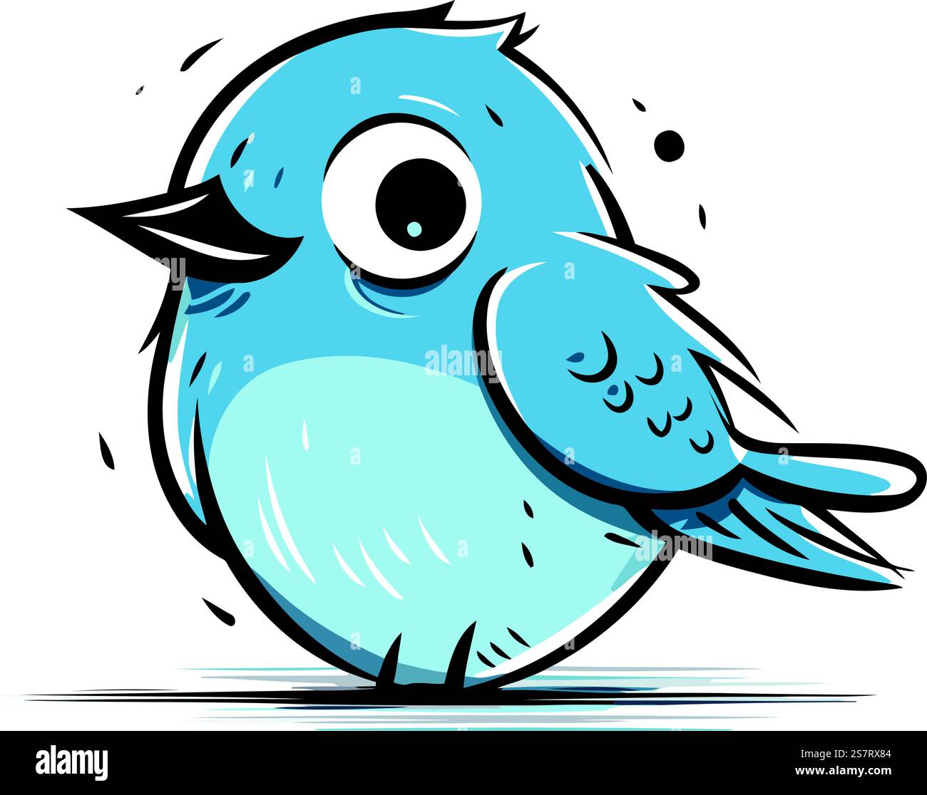 vector illustration of a cute blue bird. isolated on a white background ...