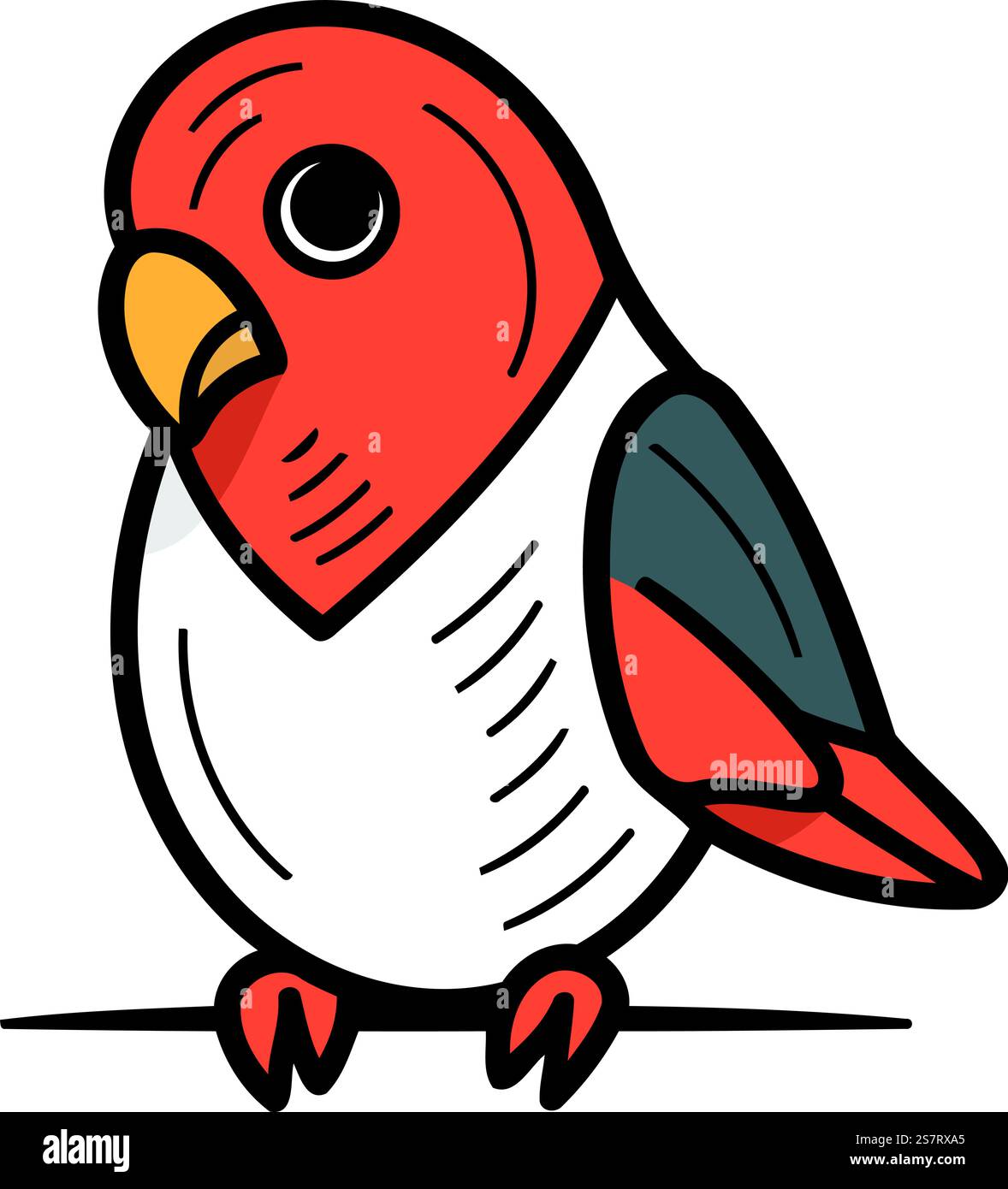 Vector illustration of a cute little red bird isolated on white ...