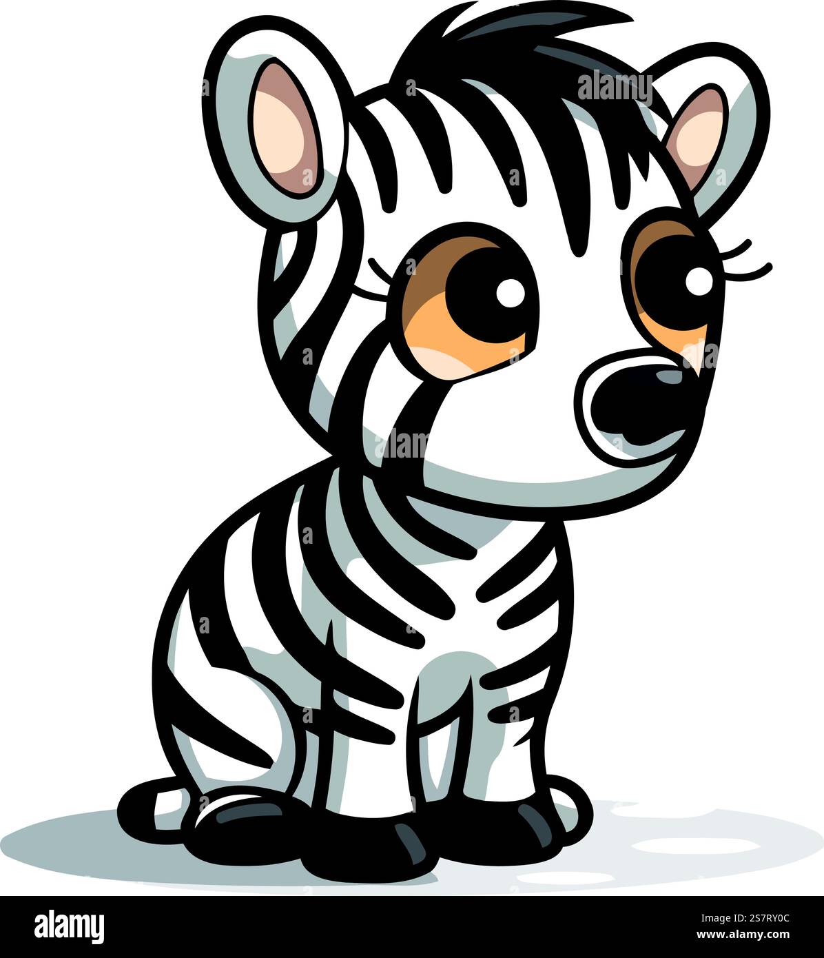 Cute baby zebra isolated on white background. Vector illustration Stock ...