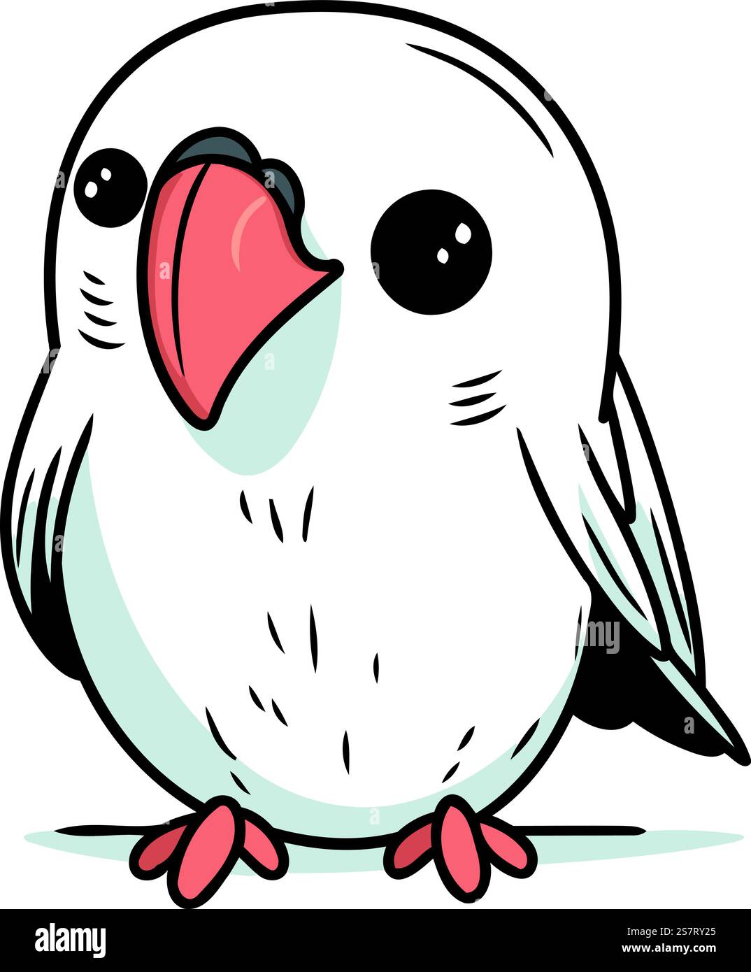 Vector illustration of cute cartoon parakeet isolated on white ...
