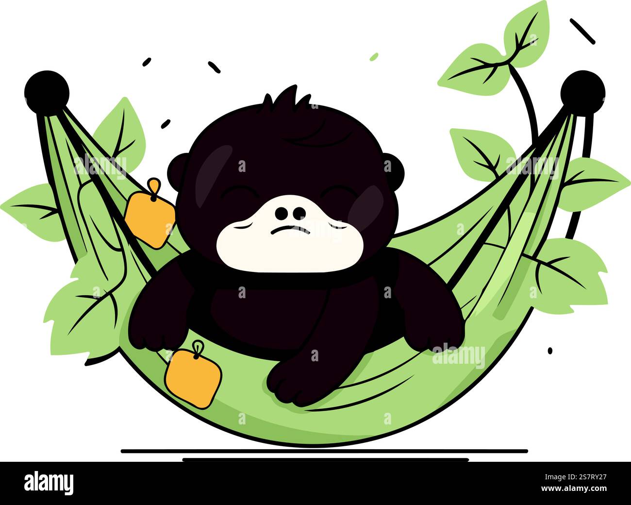Cute cartoon monkey sleeping in a hammock. Vector illustration Stock ...