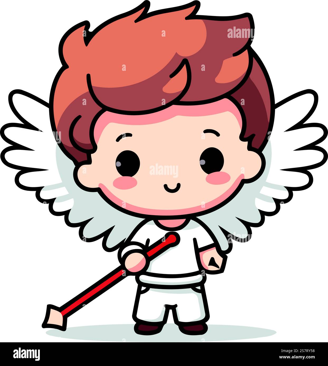 Cute little angel with bow and arrow. Cartoon vector illustration Stock ...