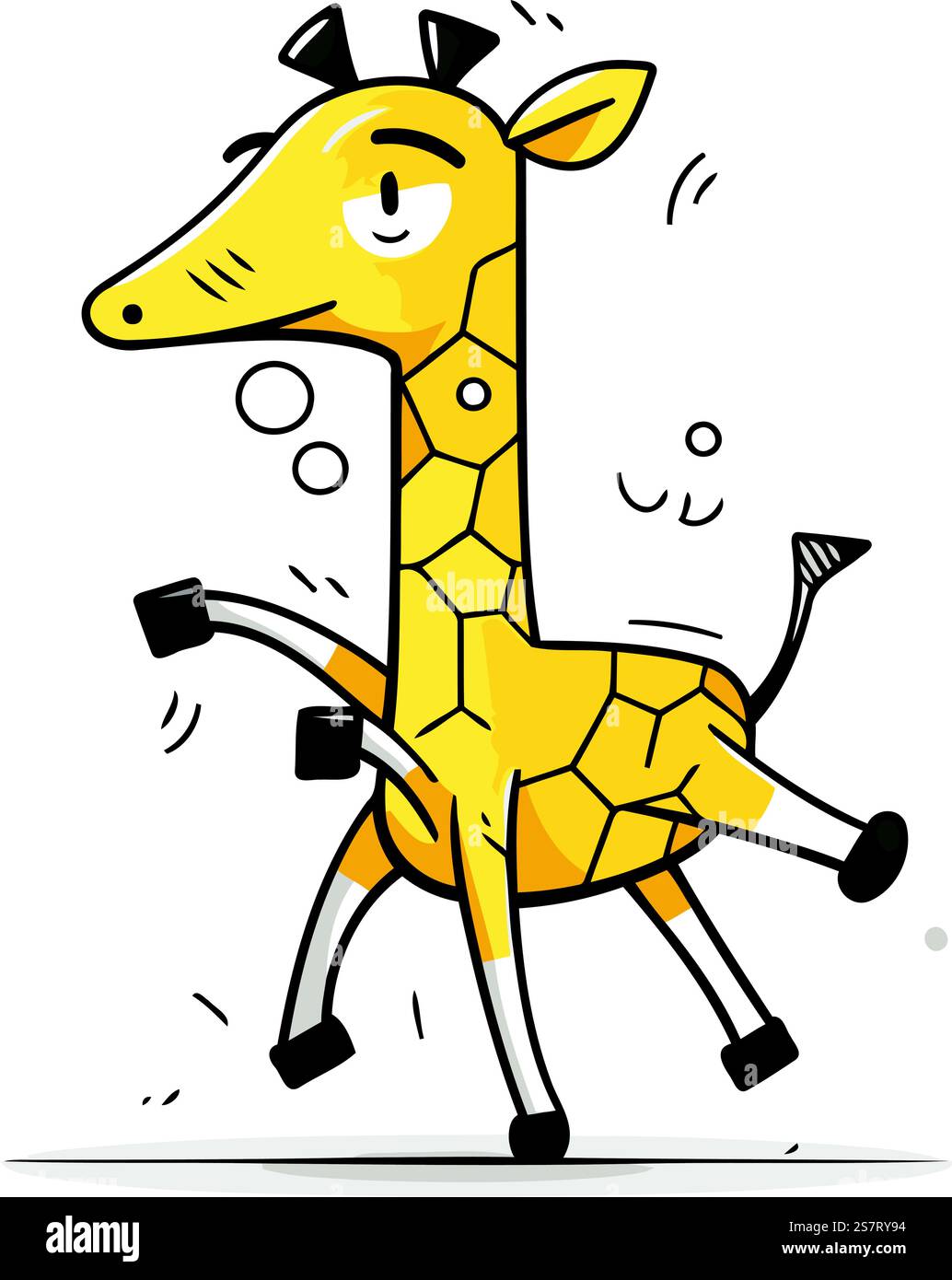 Cute cartoon giraffe dancing. Vector illustration in flat style Stock ...