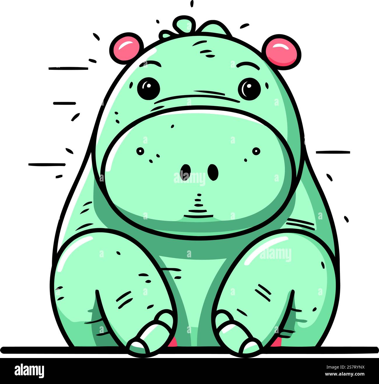 Cute cartoon hippopotamus. Vector illustration. Isolated on white ...