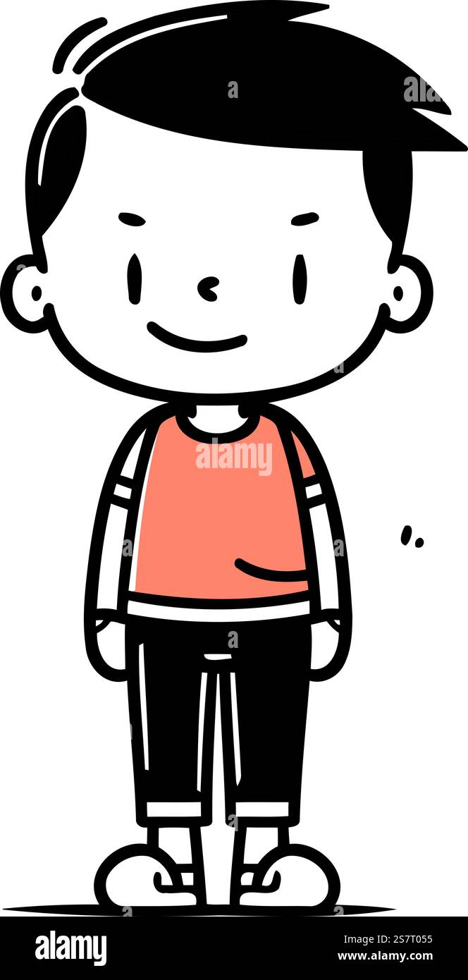 Cute little boy cartoon character vector illustration. Cute little boy ...