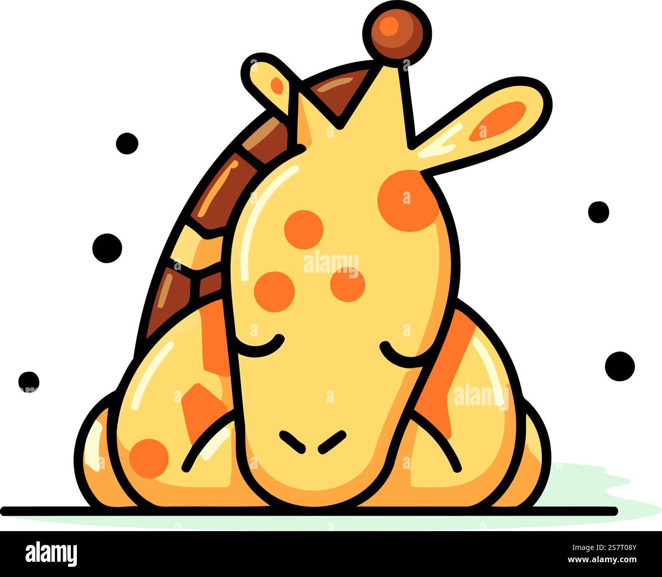 Cute cartoon giraffe sitting on the ground. Vector illustration Stock ...