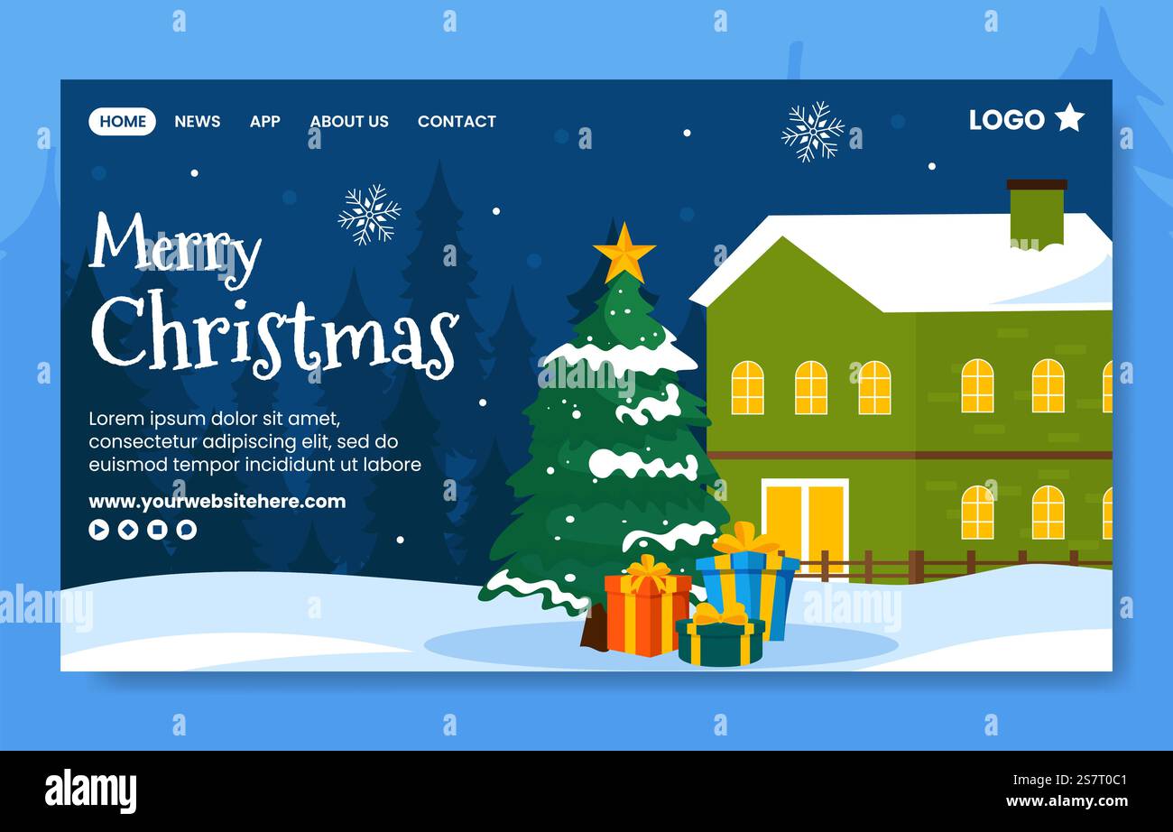 Merry Christmas Poster Illustration Flat Cartoon Hand Drawn Templates ...