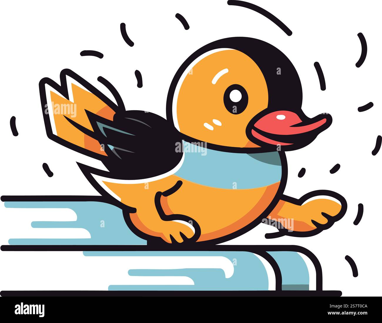 Cute cartoon penguin jumping on the ice. Vector illustration Stock ...