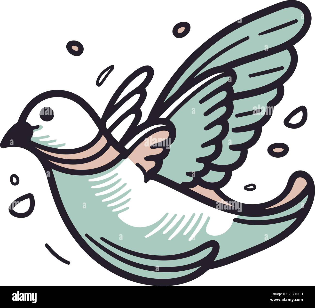 Hand drawn doodle sketch of a flying dove. Vector illustration Stock ...
