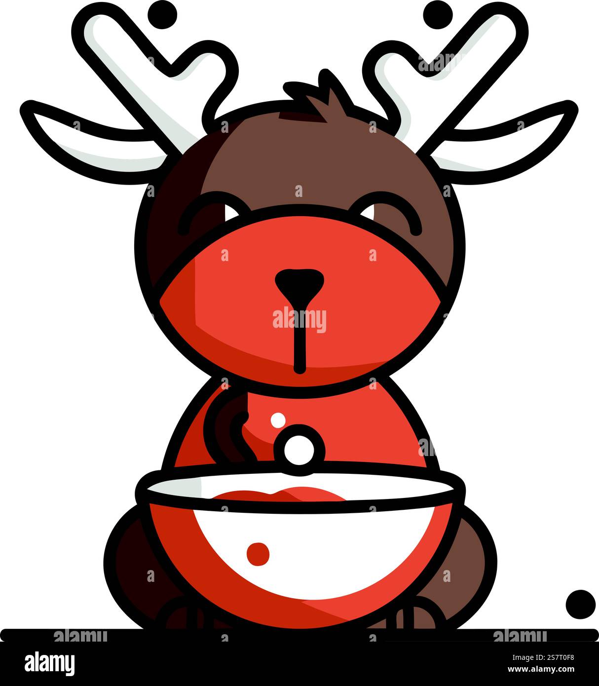 Cute reindeer with a bowl of milk. Vector illustration Stock Vector ...