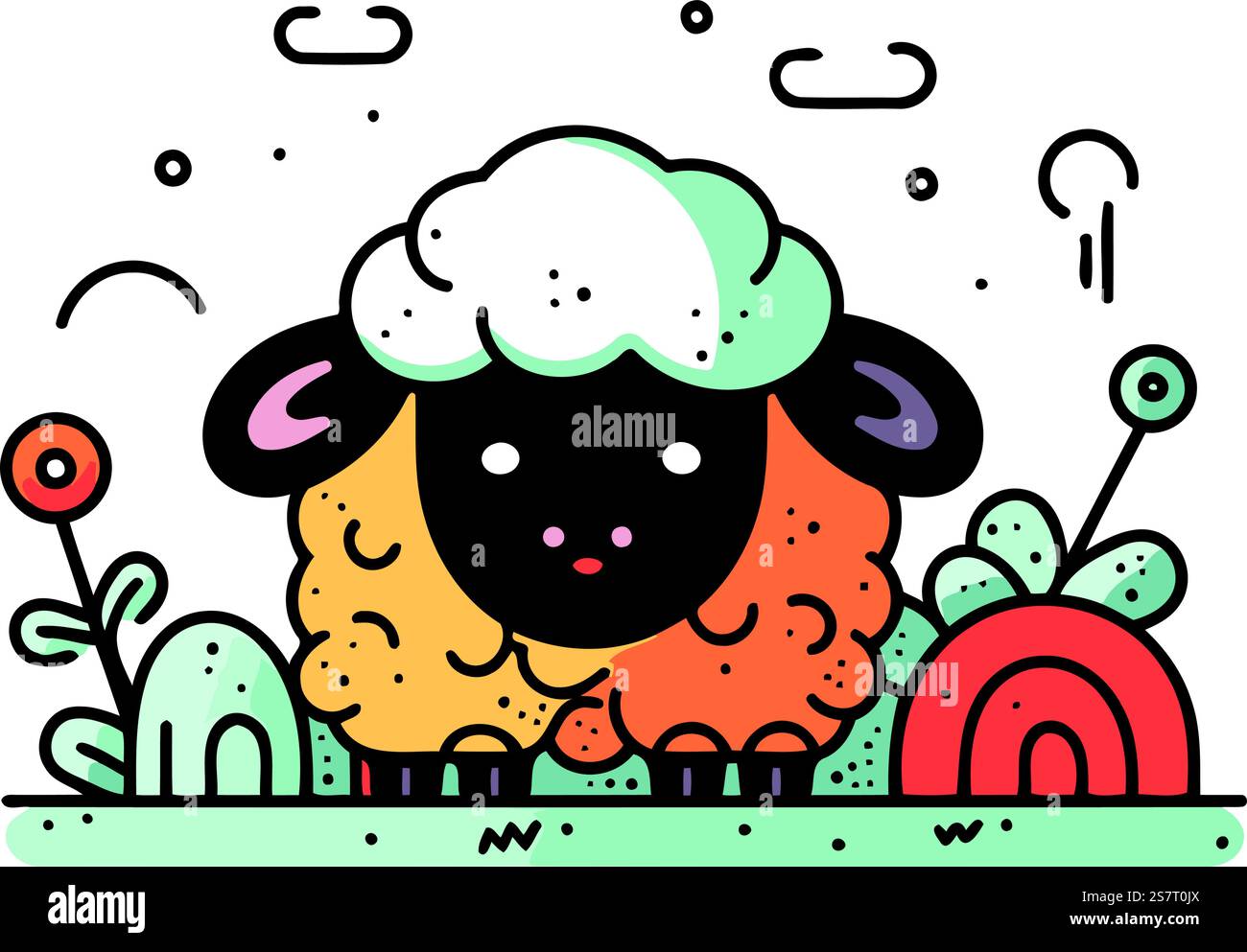 Cute sheep. Vector illustration in doodle cartoon style Stock Vector ...