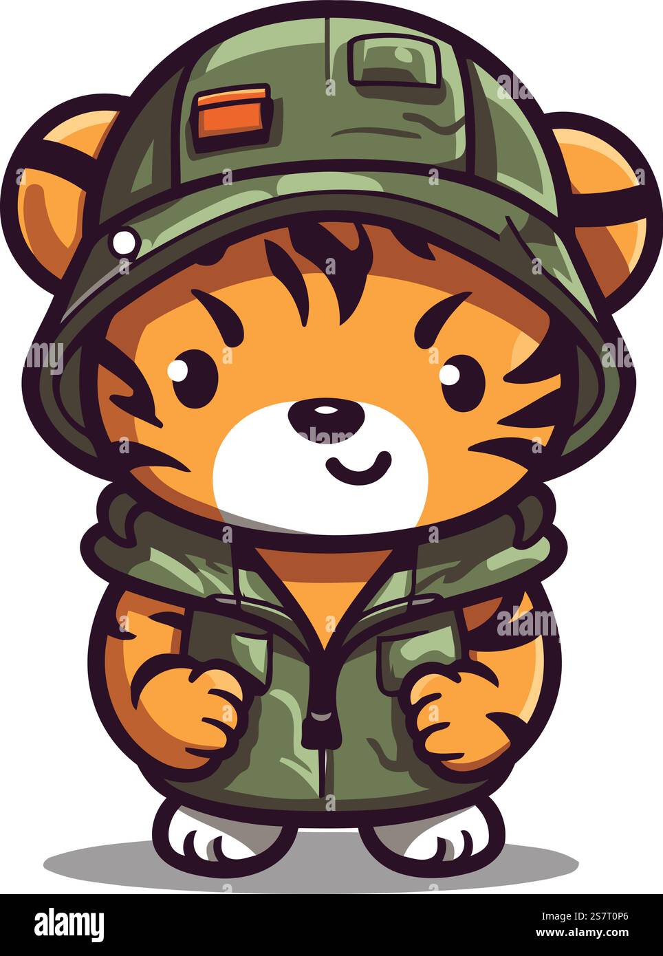 Soldier tiger character cartoon mascot vector illustration. Cute wild ...