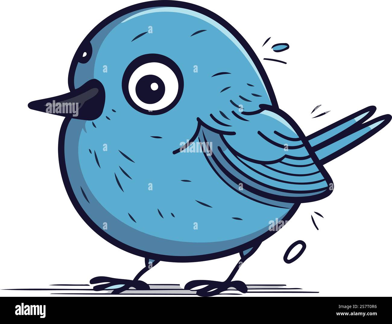 Cute blue bird isolated on white background. Cartoon vector ...