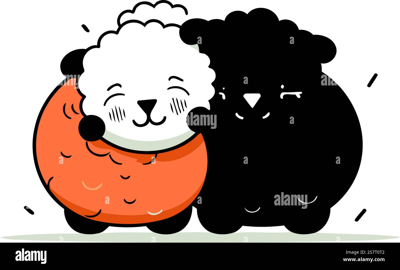 Sheep and black panda. Cute cartoon vector illustration Stock Vector ...